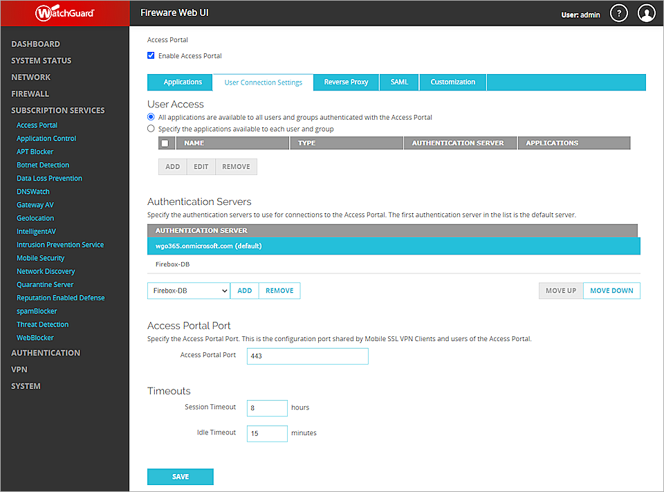 Firebox Access Portal Integration with AuthPoint and On-Premise Outlook ...