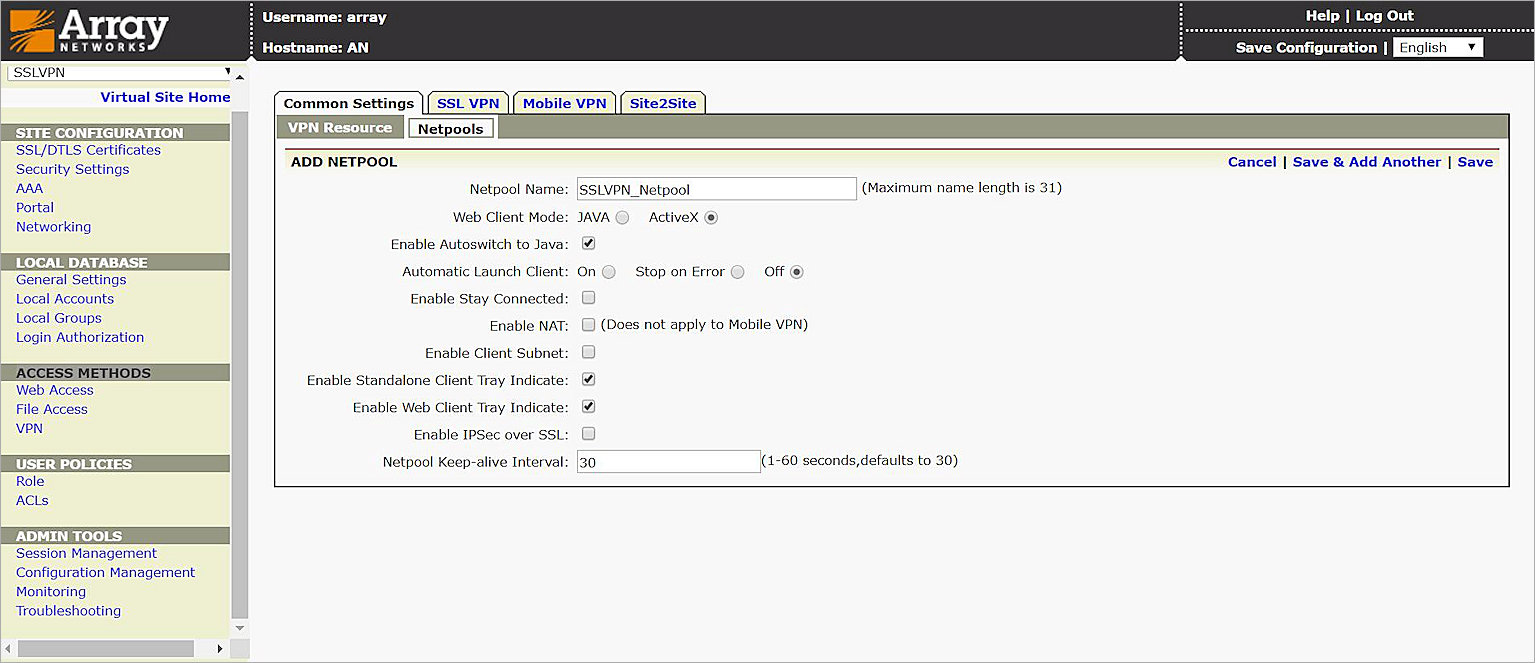 Array Networks SSL VPN Integration with AuthPoint