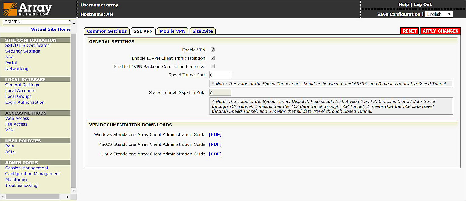 Array Networks SSL VPN Integration with AuthPoint