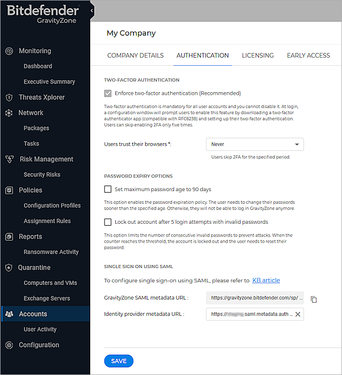 Bitdefender GravityZone Integration with AuthPoint
