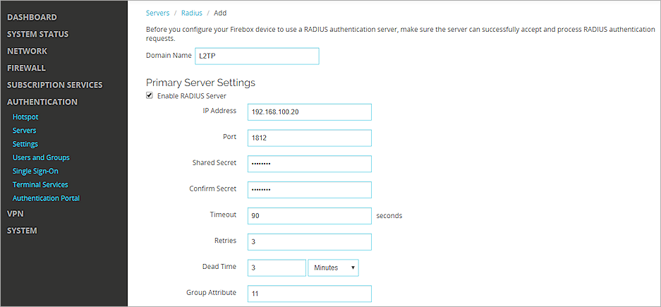 Firebox Mobile VPN with L2TP Integration with AuthPoint