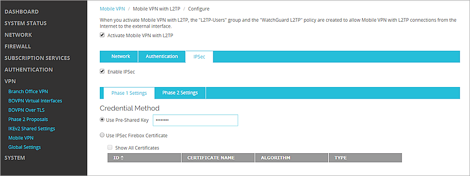 Firebox Mobile VPN with L2TP Integration with AuthPoint