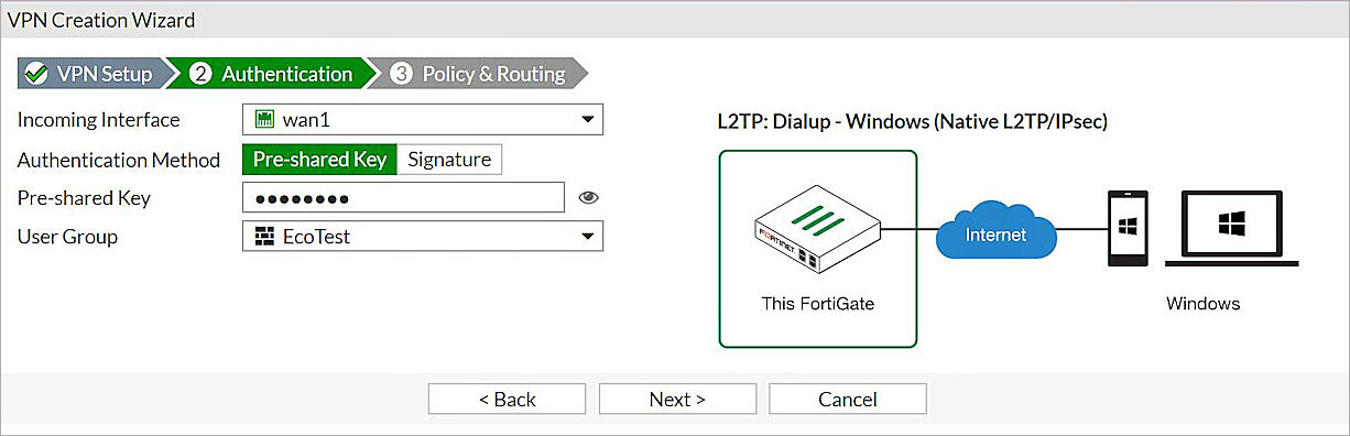 Fortinet L2TP VPN Integration with AuthPoint