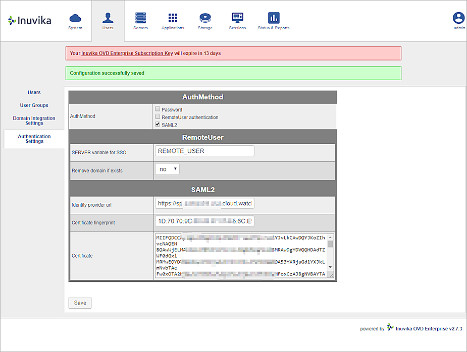 Inuvika Integration with AuthPoint
