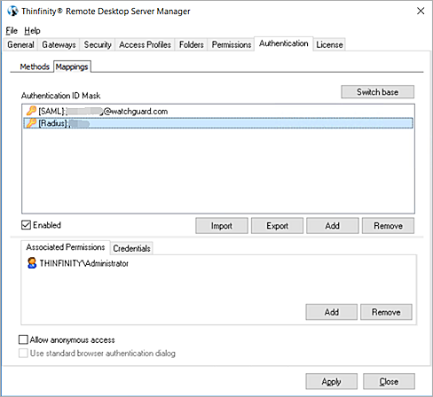 Cybele Thinfinity Remote Desktop RADIUS Integration with AuthPoint