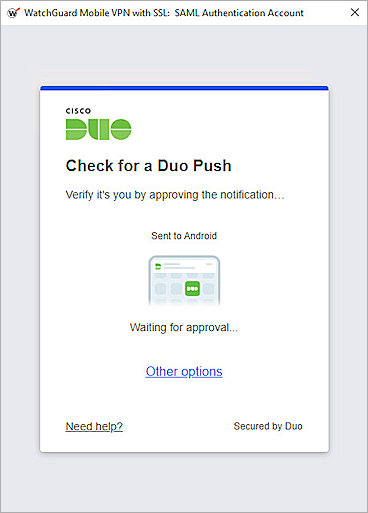 Firebox Mobile VPN with SSL and SAML Integration with Duo and AuthPoint