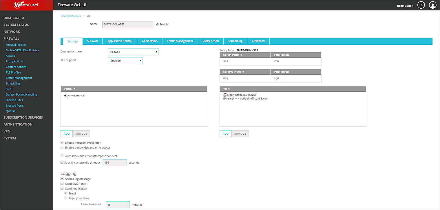 Office 365 with Firebox SMTP-Proxy Integration Guide