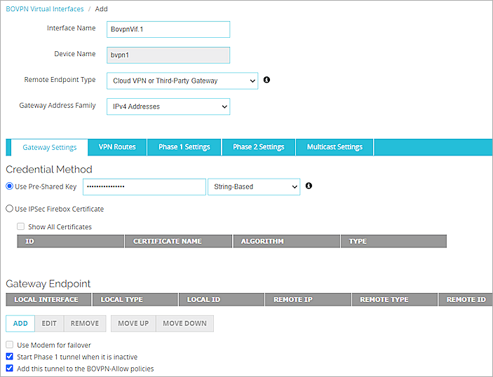 Sophos XG Firewall BOVPN Virtual Interface Integration Guide