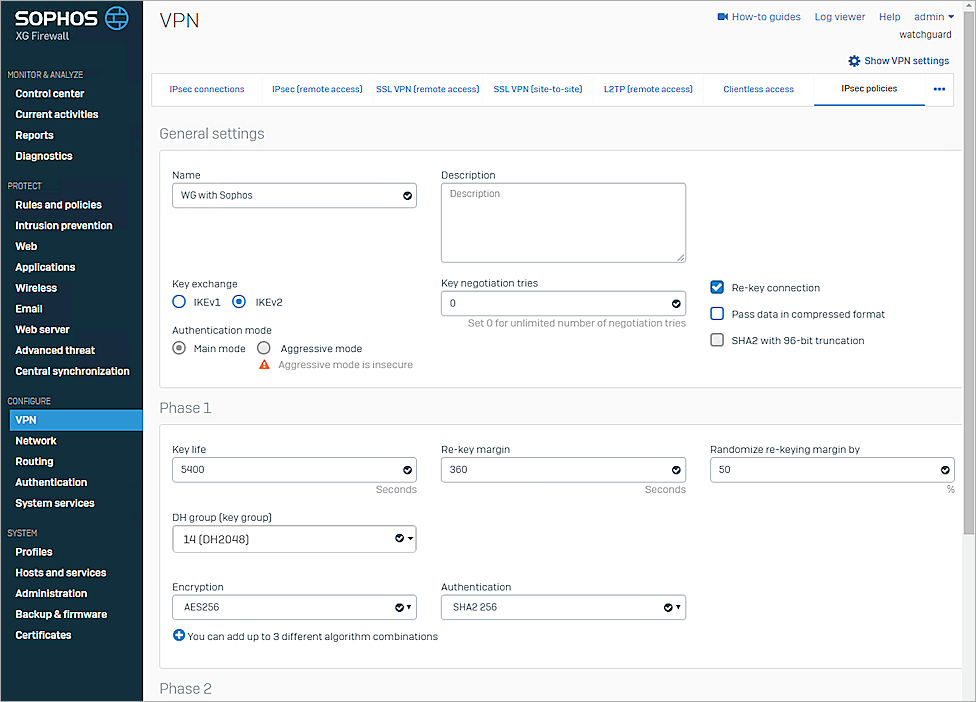 Sophos XG Firewall BOVPN Virtual Interface Integration Guide