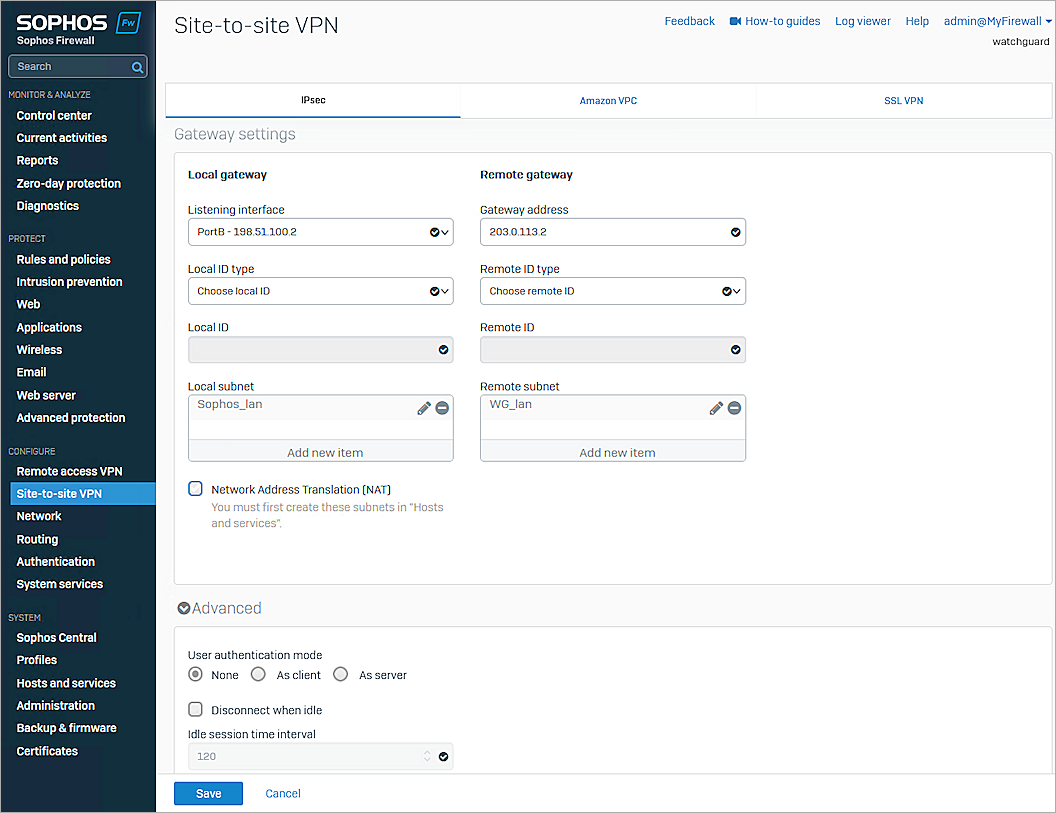Sophos XG Firewall and Firebox Branch Office VPN Integration Guide