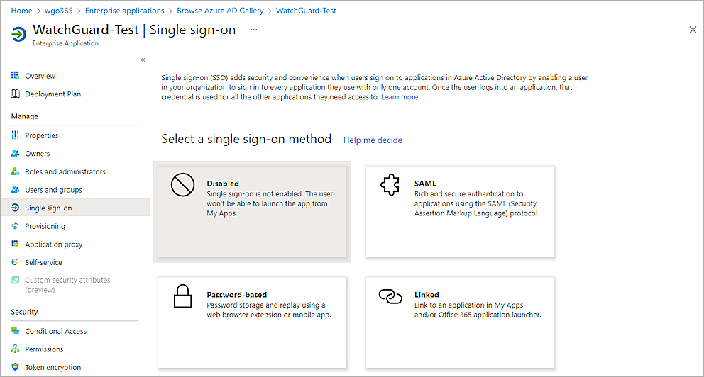 WatchGuard Account SSO Integration with Azure Active Directory