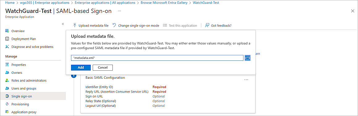 WatchGuard Account SSO Integration with Microsoft Entra ID
