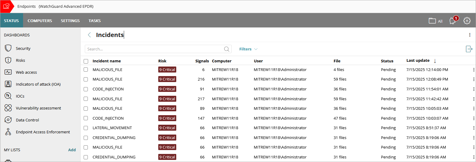 Manage Incidents in Endpoint Security
