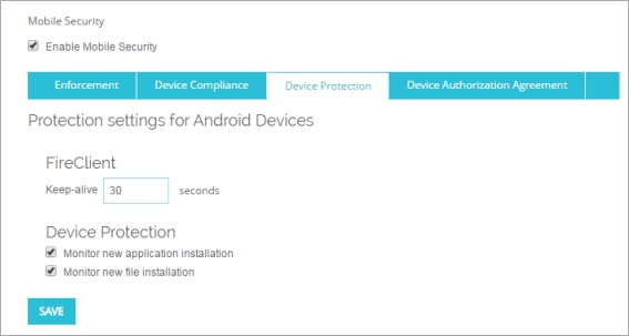 Configure Mobile Security Device Protection