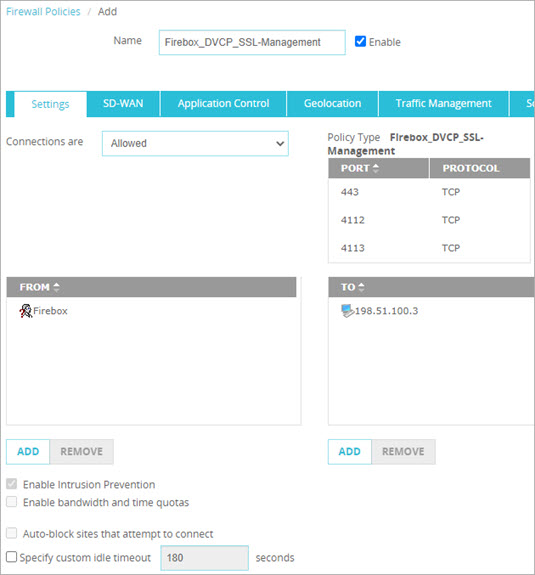 Configuration Examples for Control of Firebox-Generated Traffic
