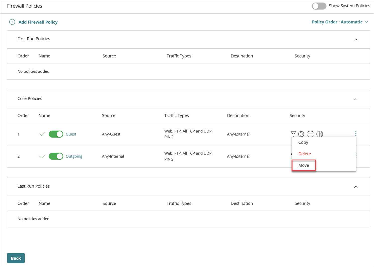 Configure Firewall Policies in WatchGuard Cloud