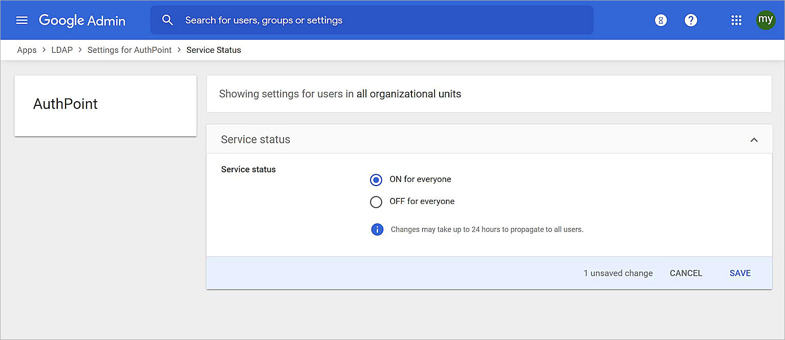 Google Workspace LDAP Synchronization with AuthPoint