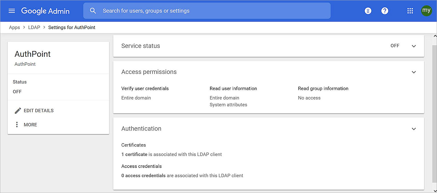 Google Workspace LDAP Synchronization with AuthPoint