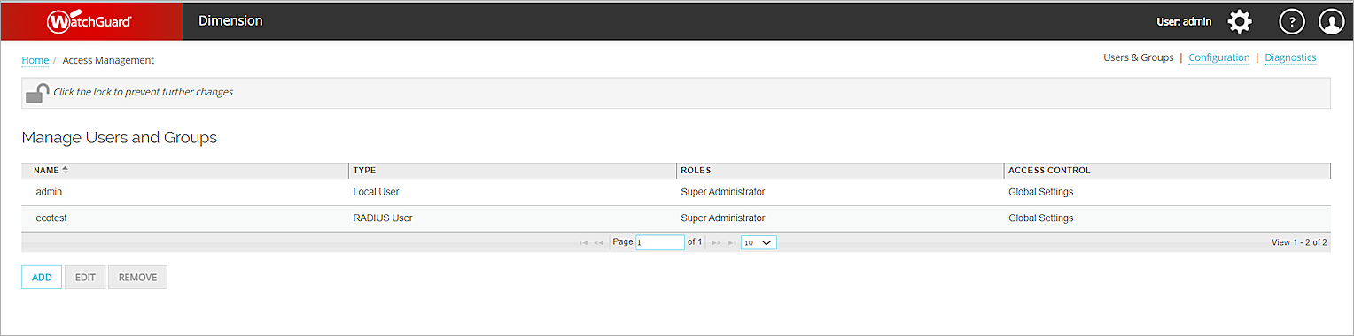 WatchGuard Dimension On-Premise System Integration with AuthPoint