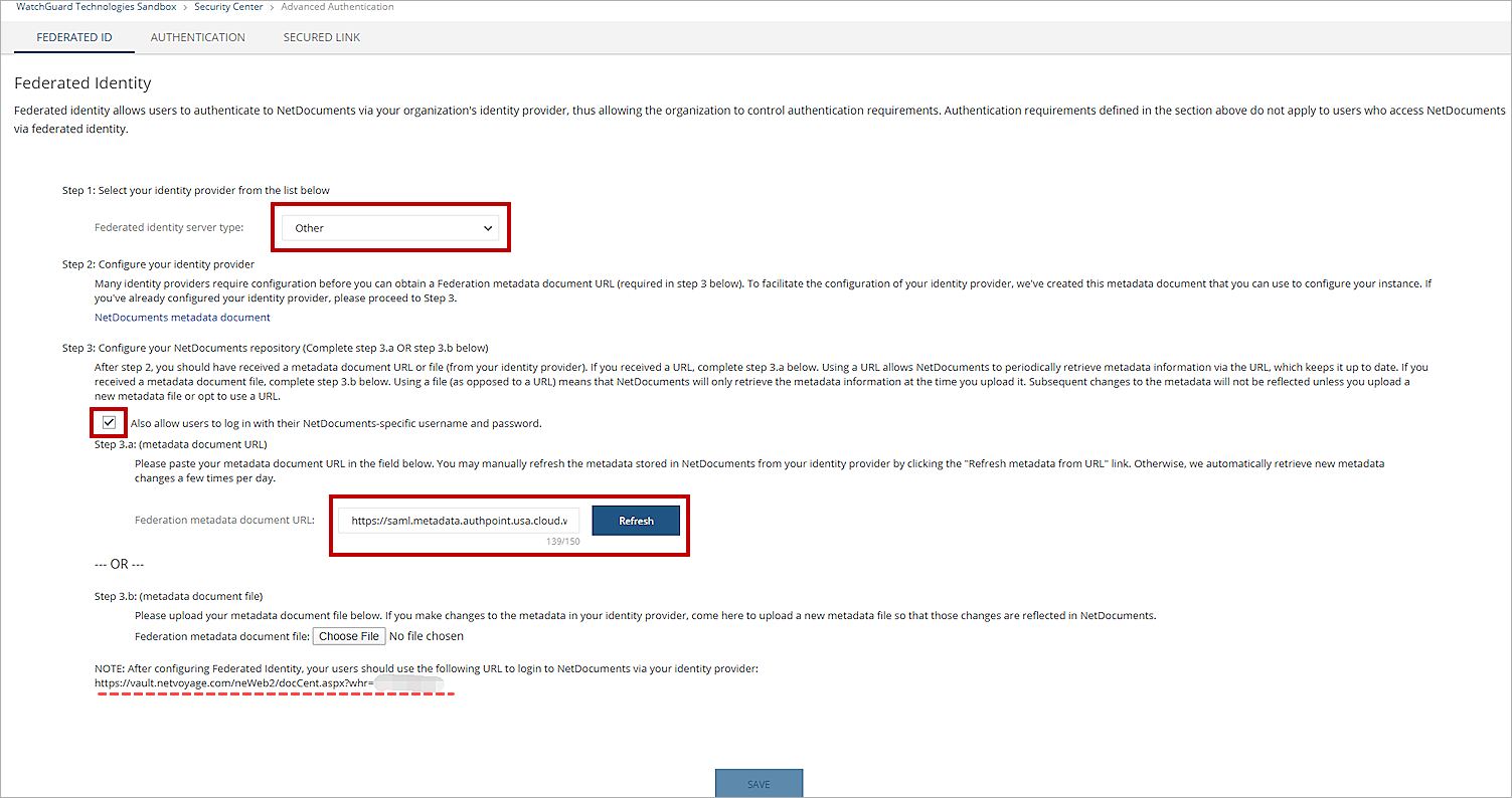 NetDocuments Integration with AuthPoint