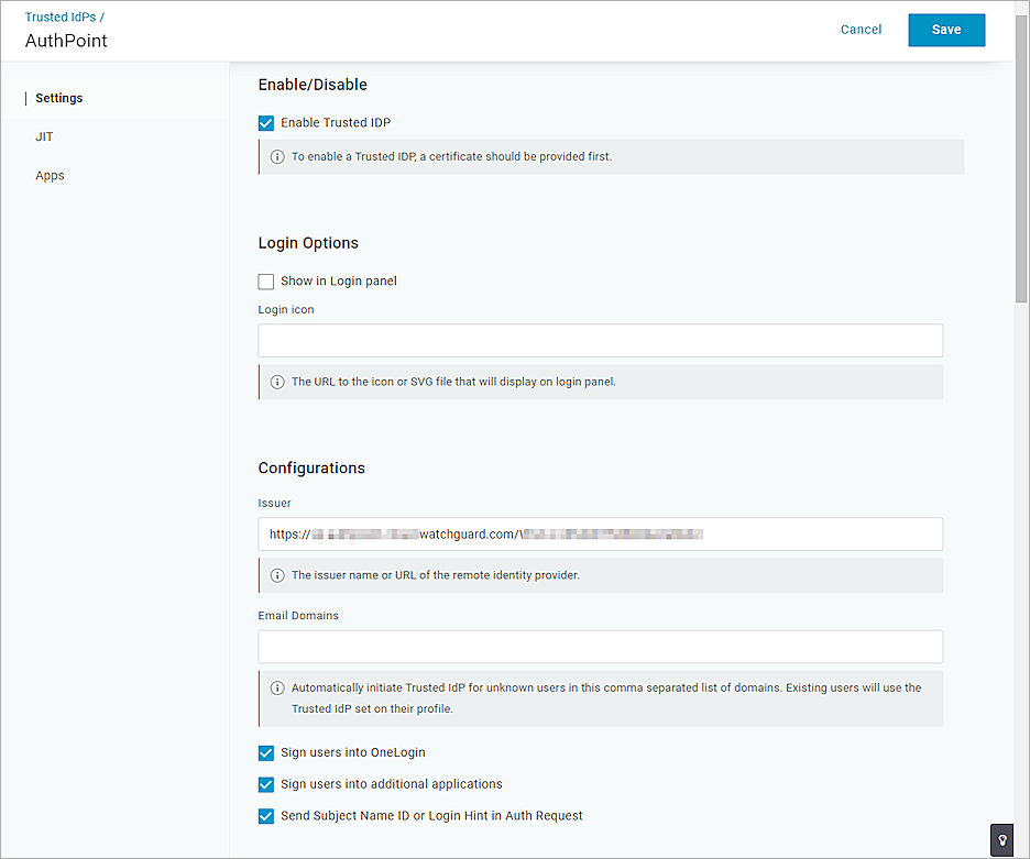 OneLogin Integration with AuthPoint