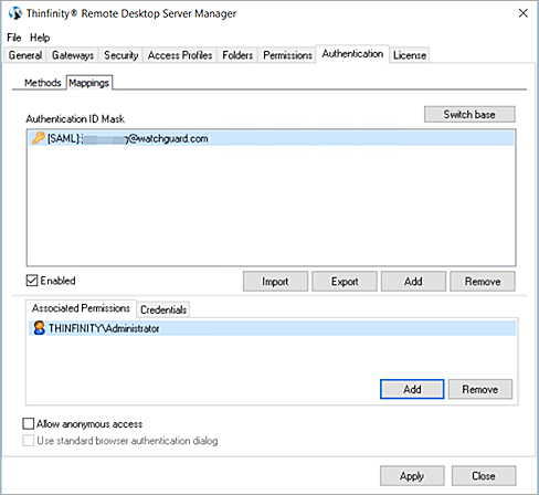 Cybele Thinfinity Remote Desktop SAML Integration with AuthPoint