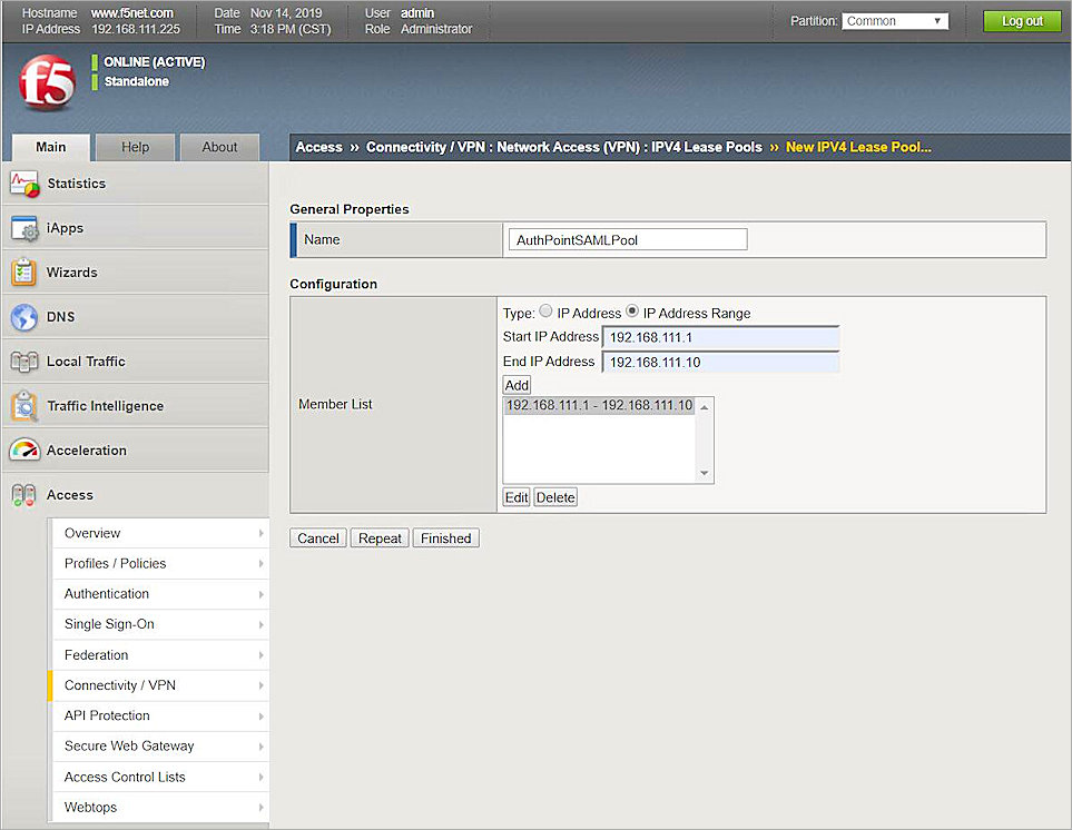 F5 BIG-IP APM SAML Integration with AuthPoint