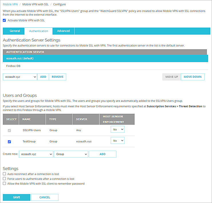 Firebox Mobile VPN with SSL Integration with Azure AD Users