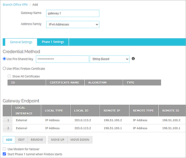 Oracle Bare Metal And Firebox Branch Office Vpn Integration Guide