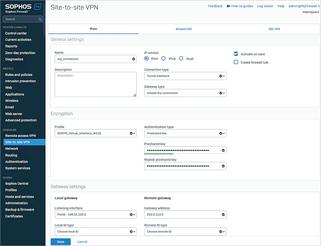Sophos XG Firewall BOVPN Virtual Interface Integration Guide
