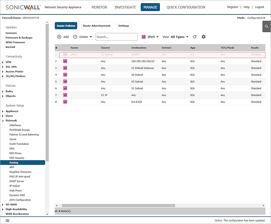 Dell SonicWALL TZ400 and Firebox BOVPN Virtual Interface Integration Guide
