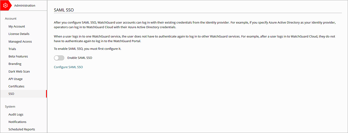 WatchGuard Account SSO Integration with Auth0