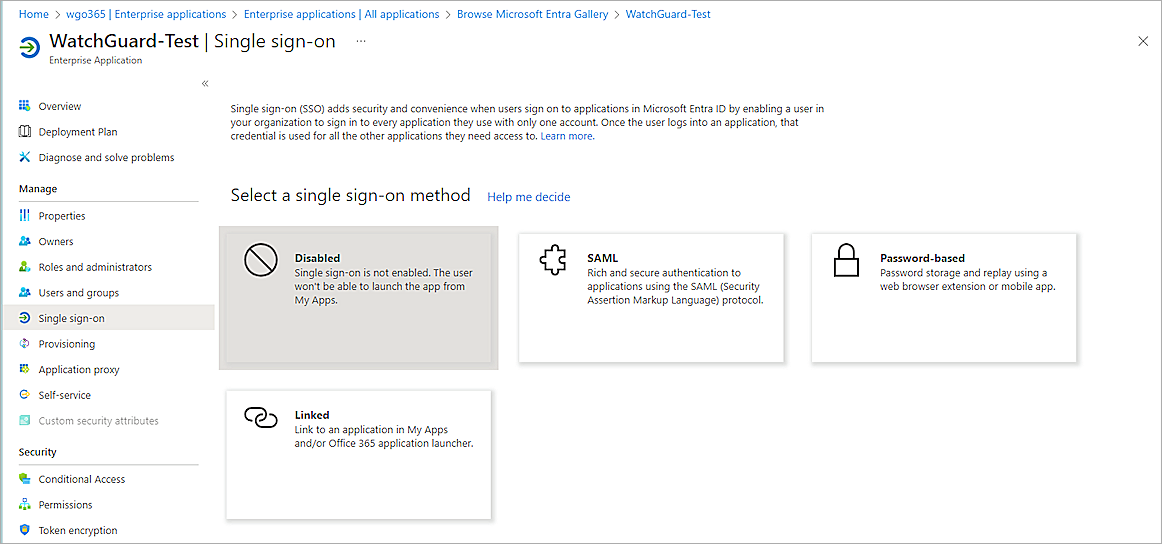 WatchGuard Account SSO Integration with Microsoft Entra ID