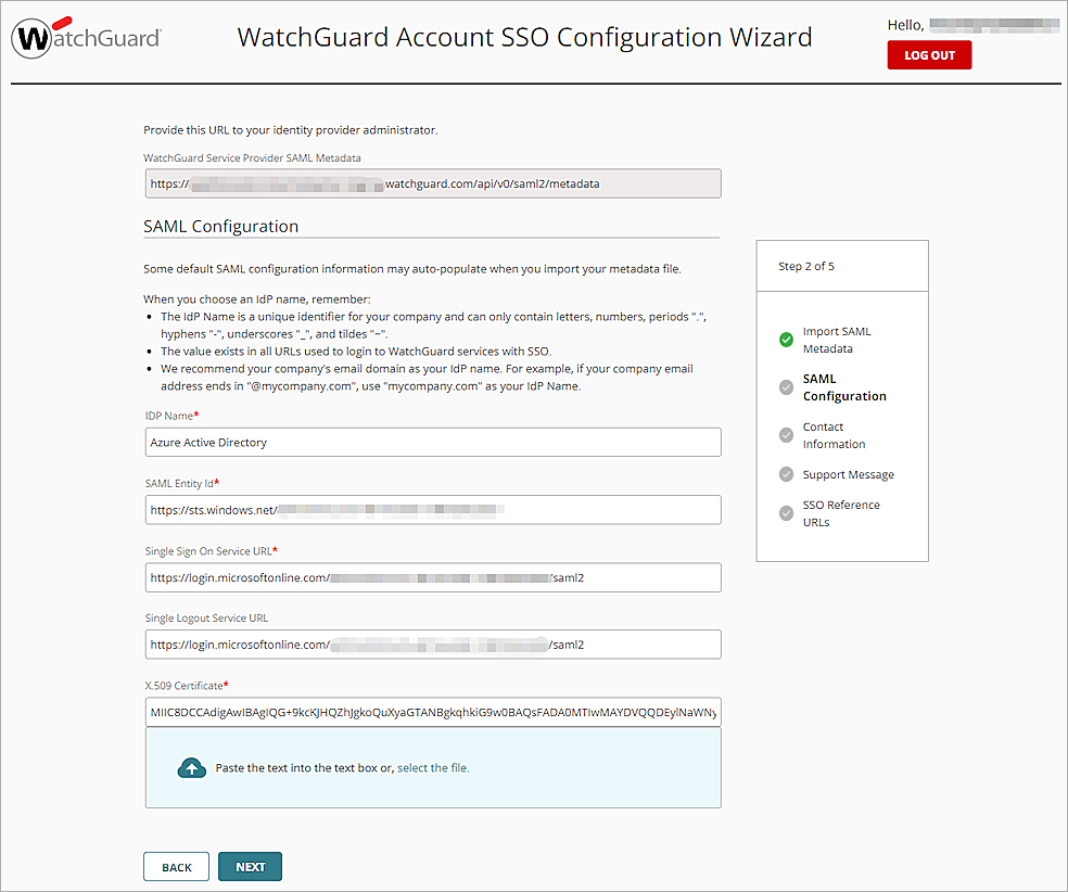 WatchGuard Account SSO Integration with Azure Active Directory