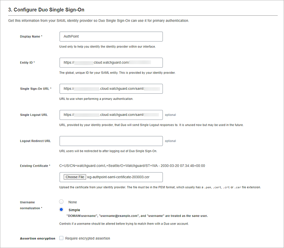 WatchGuard Account SSO Integration with Duo and AuthPoint