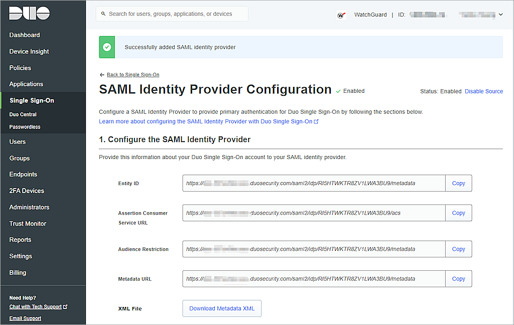WatchGuard Account SSO Integration with Duo and AuthPoint