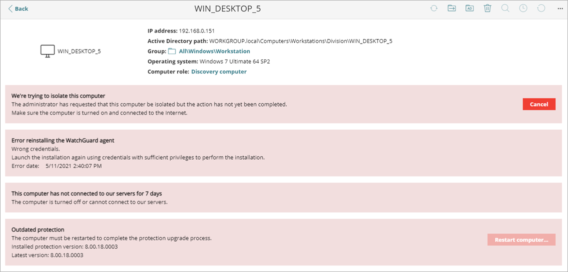 Computer Details – Icons and Notifications