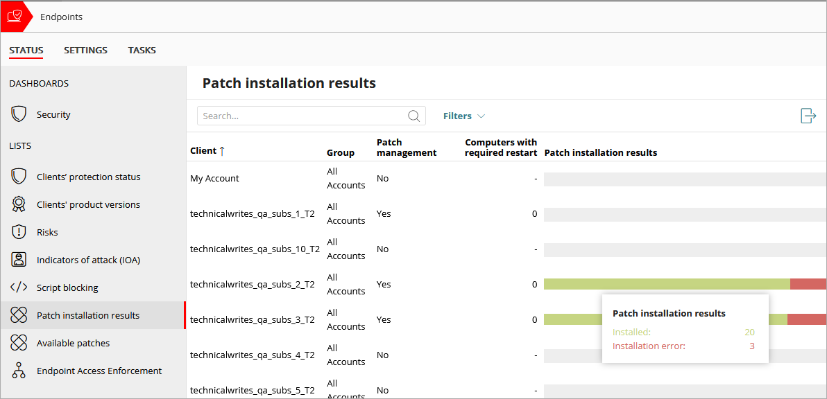 Multi-Tenant Management — Patch Installation Results