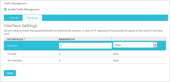 Set Outgoing Interface Bandwidth