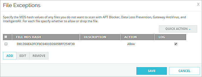 Configure File Exceptions