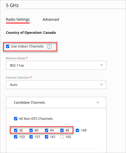 Configure Access Point Radio Settings