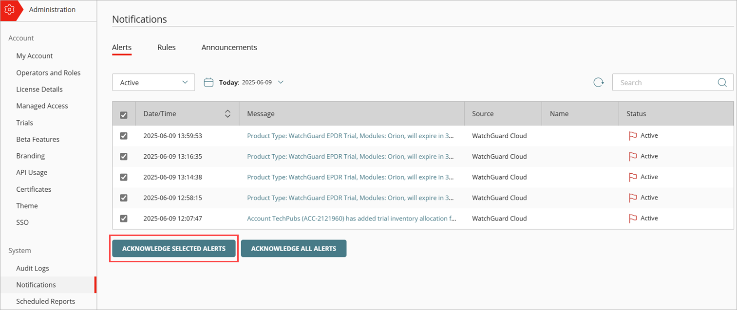 Manage WatchGuard Cloud Alerts