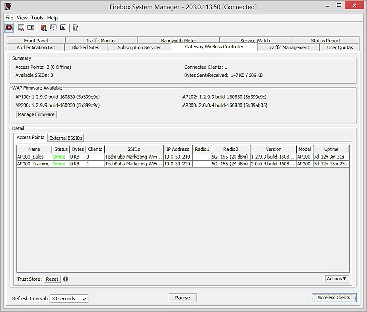 Monitorear las Conexiones Inalámbricas (Gateway Wireless Controller)
