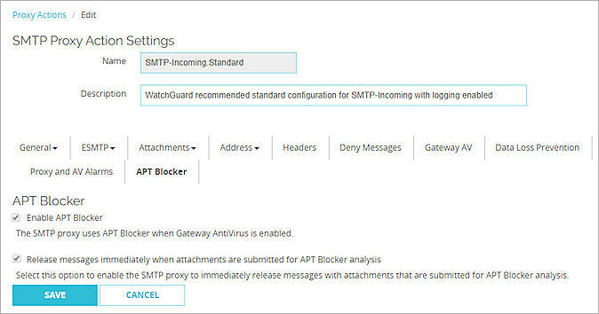 Proxy SMTP: APT Blocker