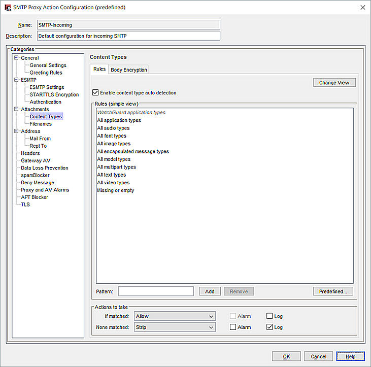Proxy SMTP: Tipos de Contenido