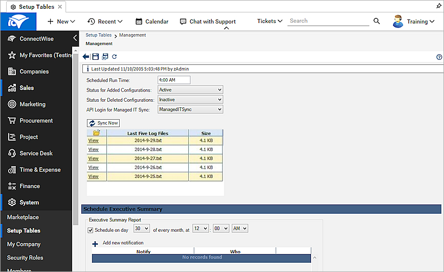Configurar la Integración de ConnectWise para Informes