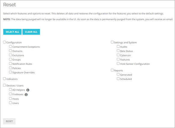 Restablecer los Ajustes, Datos, Dispositivos y Usuarios de TDR
