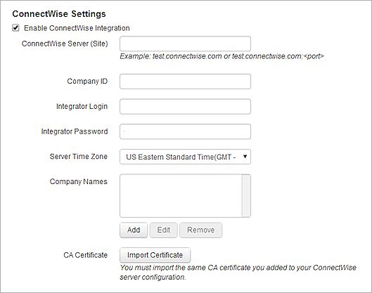 Configurer l'Intégration de ConnectWise pour les Rapports