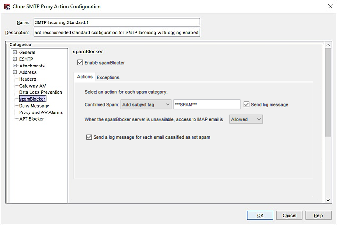 Proxy SMTP : spamBlocker
