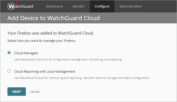 Ajouter un Firebox Géré sur le Cloud à WatchGuard Cloud